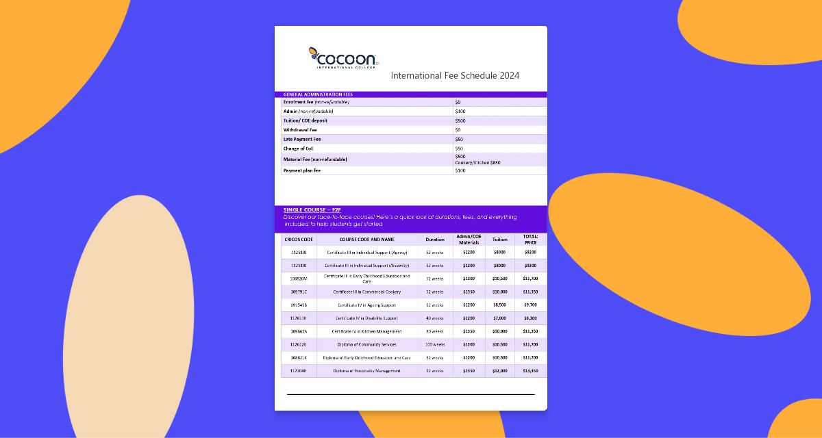 Cocoon International College Course Fees
